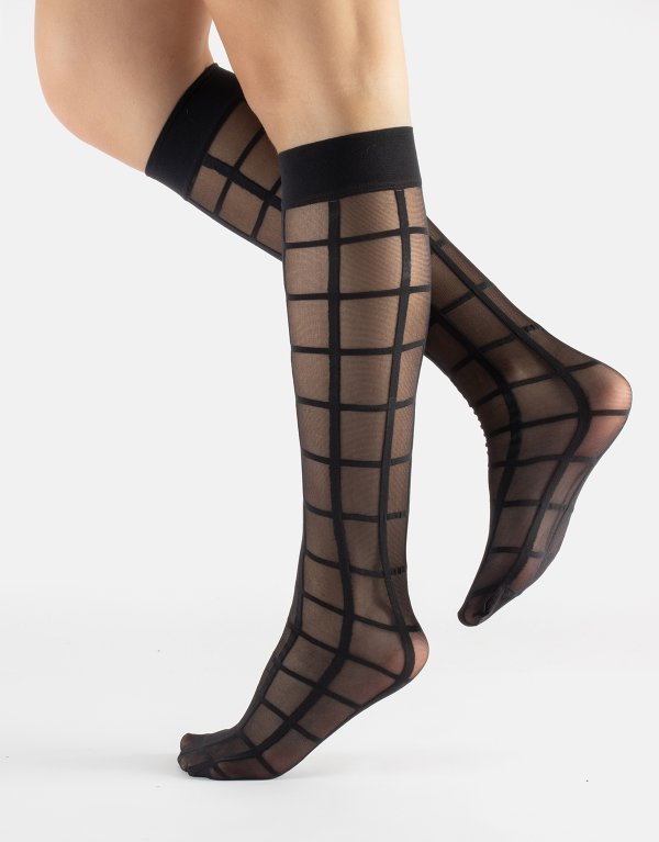 Pack 3 Pairs 20 Den Sheer Knee High Socks Calzitaly